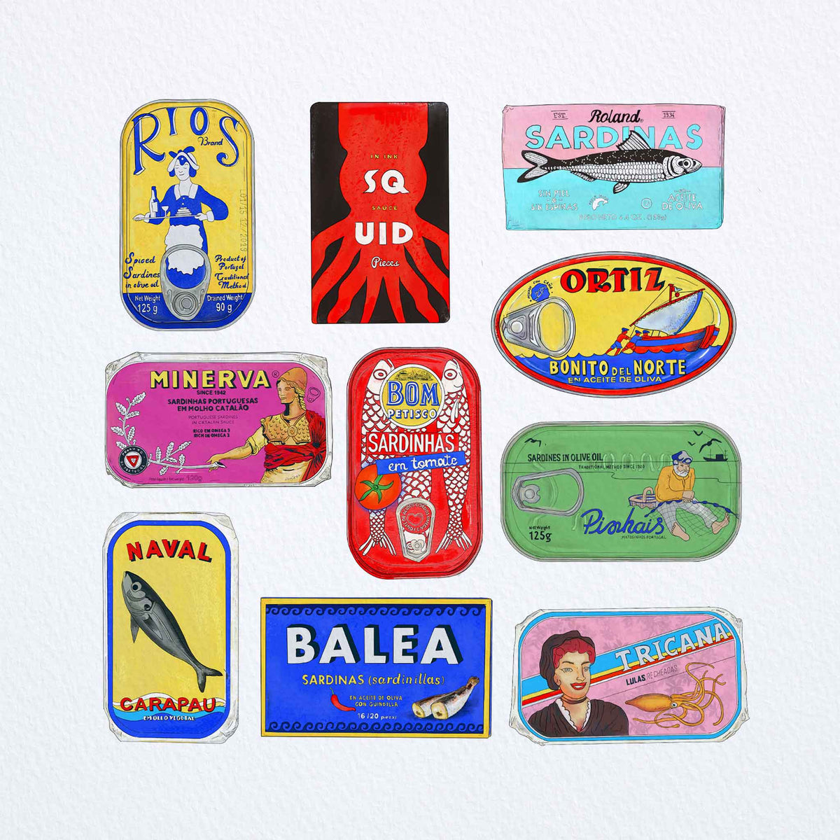 Sardines in A Tin Collage (Framed) – natdraws